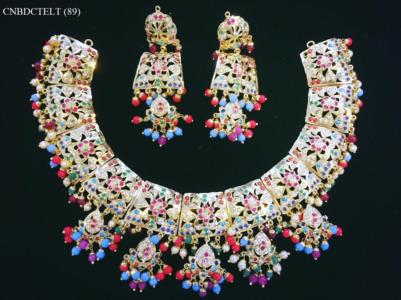 MULTI COLOUR JADAU NECKLACE